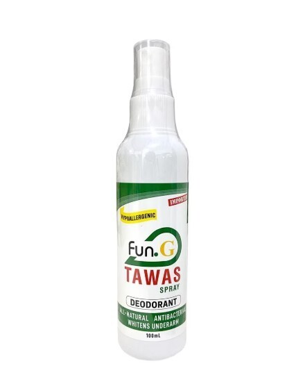 Fun G TAWAS Deo Spray UNDERARMS and FEET 100ml Quick Drying Alum FIGHTS ...