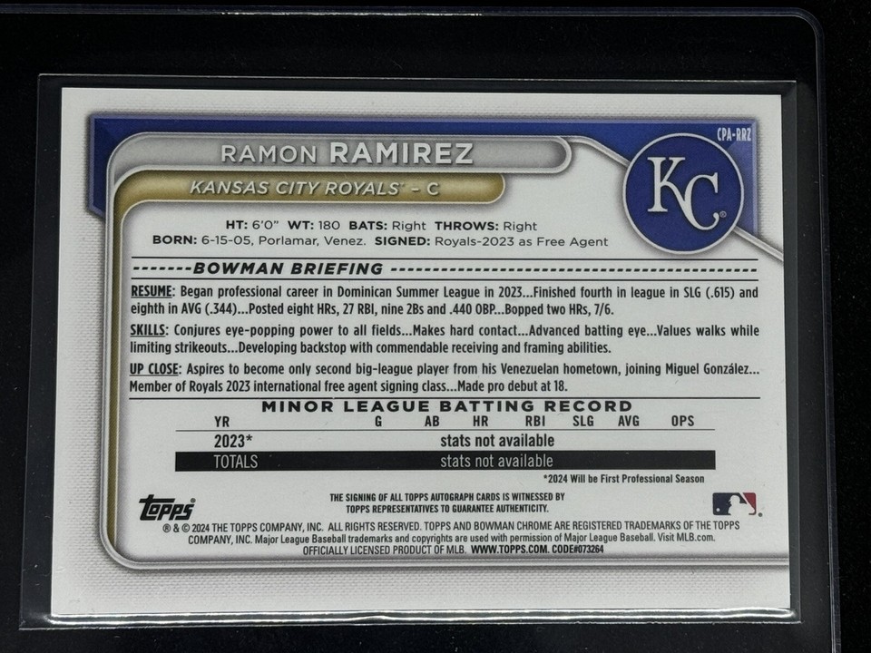 2024 Bowman Chrome 1st Auto Ramon Ramirez!! 🔥 Royals HOT!! | eBay