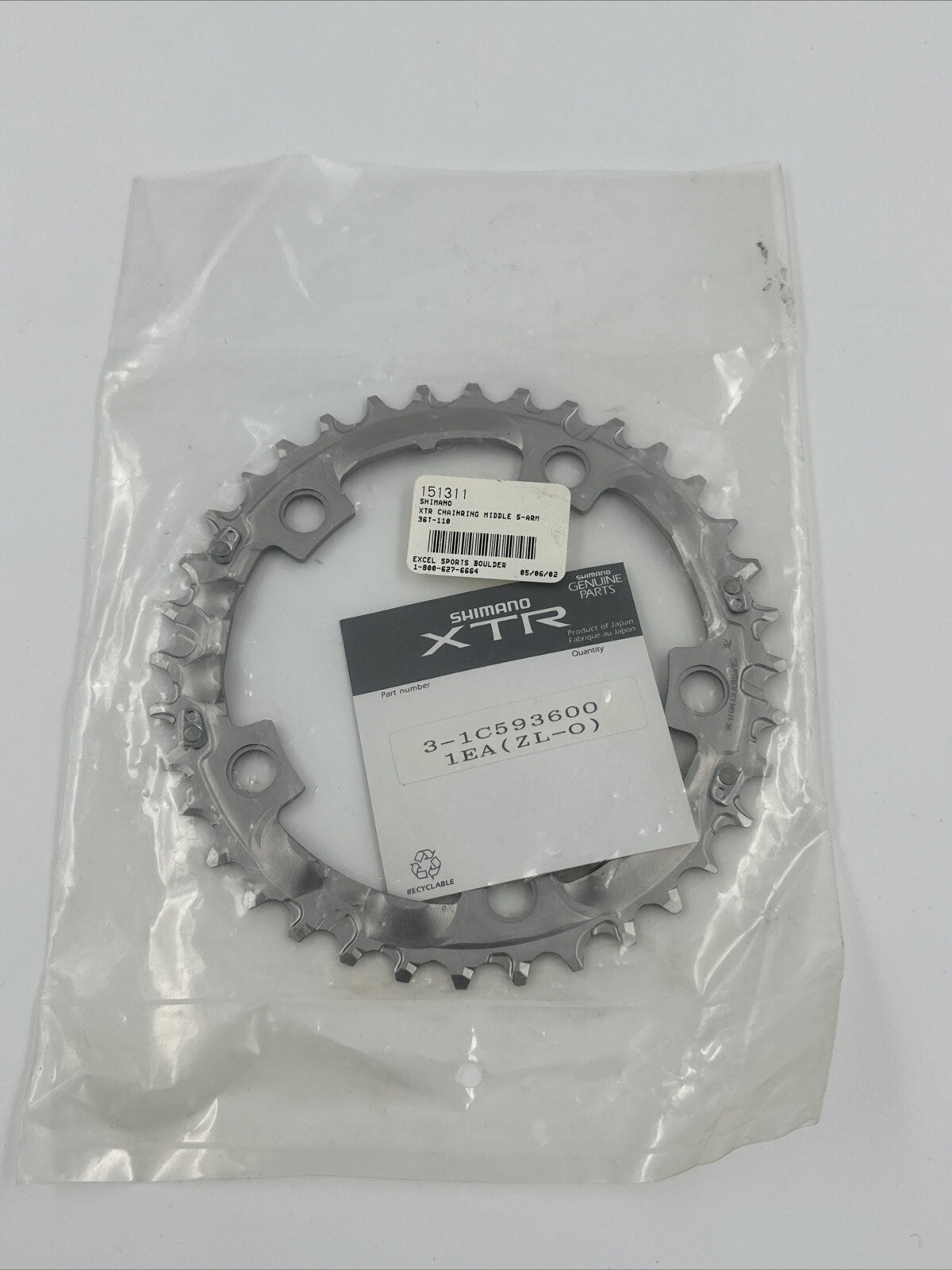 Shimano XTR M952-5 R-36T x 110BCD MTB Chainring- NEW/NOS- M900- 3x8/9 ...
