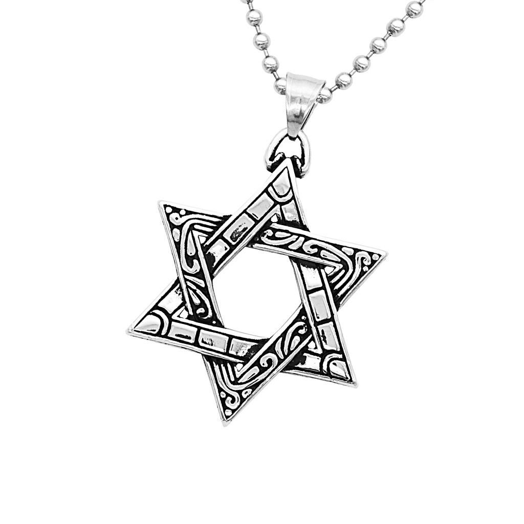 Stainless Steel Silver Jewish star of Pendant Necklace Chain 20" | eBay UK