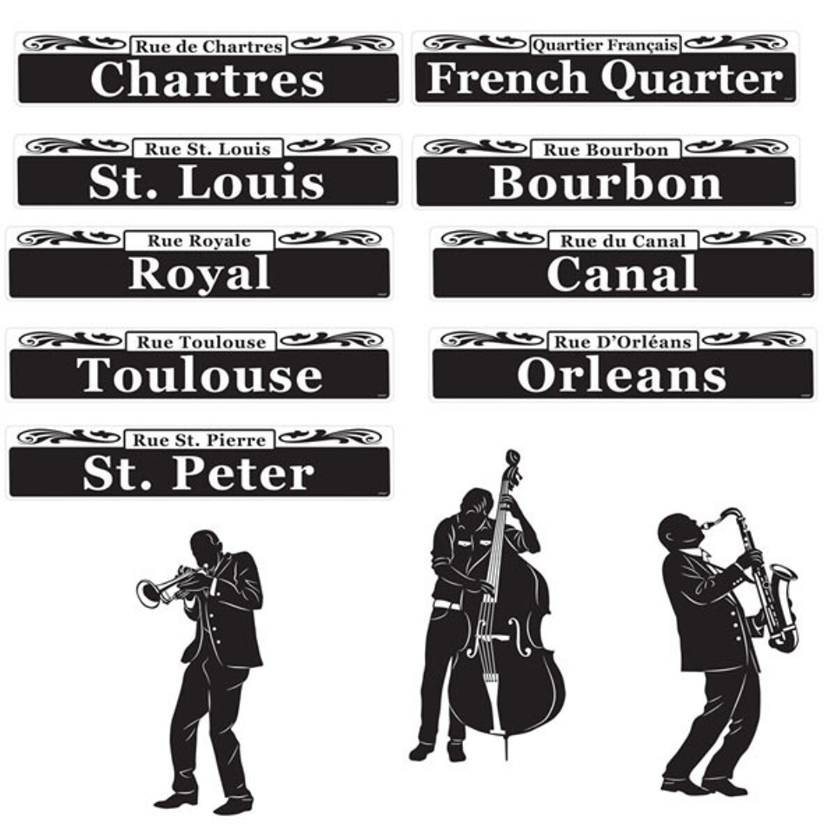 New Orleans Jazz Mardi Gras Cutouts Street Signs Paper Party ...
