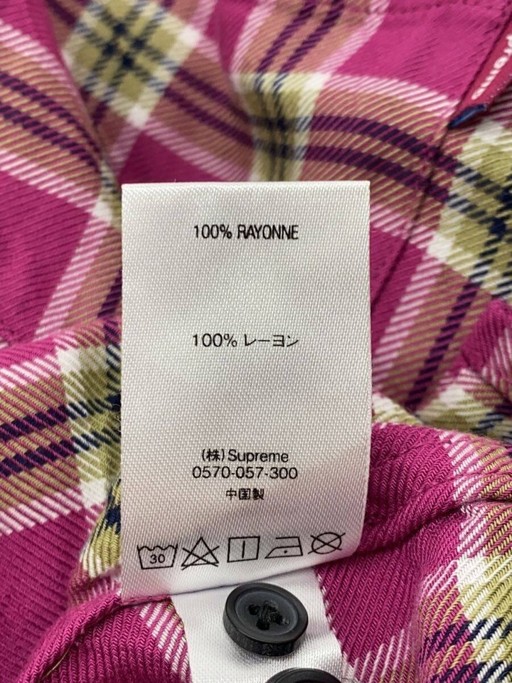 Supreme Open Collar L S Shirt Long Sleeve Shirt M Rayon PNK Check | eBay UK