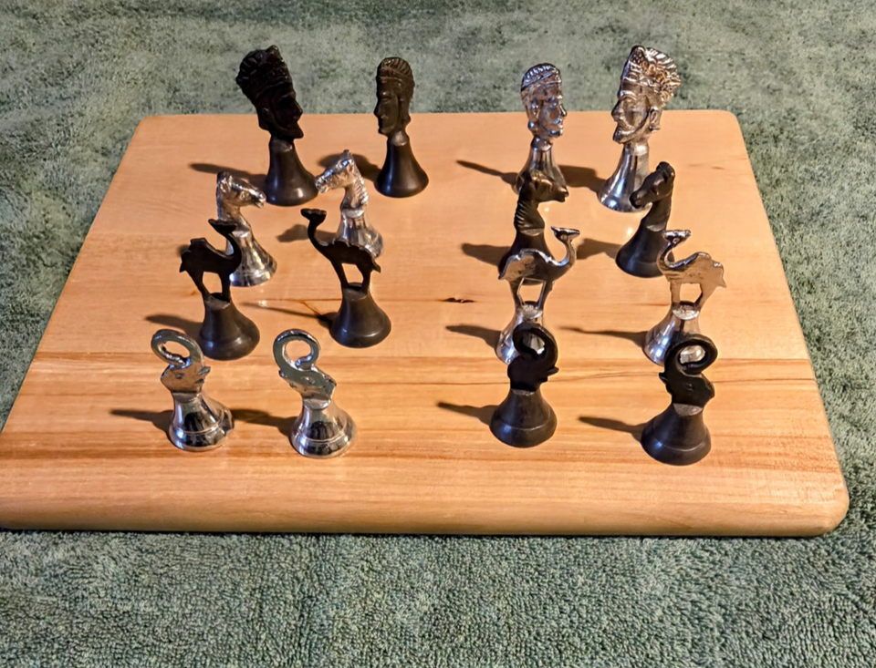 Rare and Vintage Bell Chess Set, 32 Nice Metal Pieces, Bronze and ...