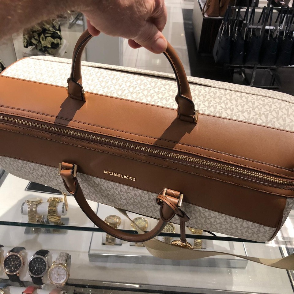 Michael Kors Jet Set Travel XL Duffle Weekender Luggage Bag - Vanilla ...