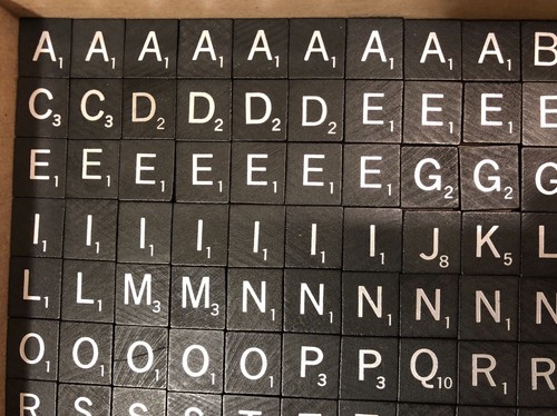 SCRABBLE DIAMOND 60TH ANNIVERSARY BLACK/SILVER *INDIVIDUAL LETTERS* YOU ...