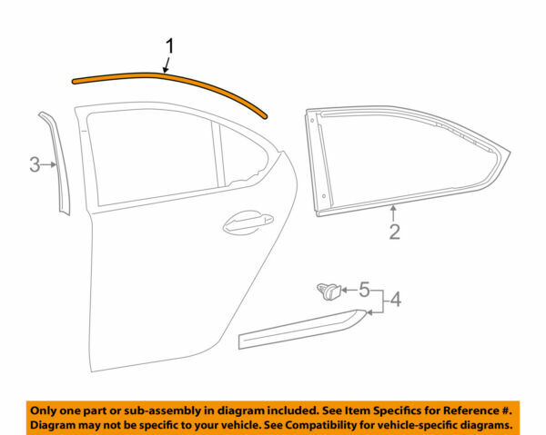 75764-50030 Toyota Moulding Rear Door Window Frame Upper LH 7576450030 ...