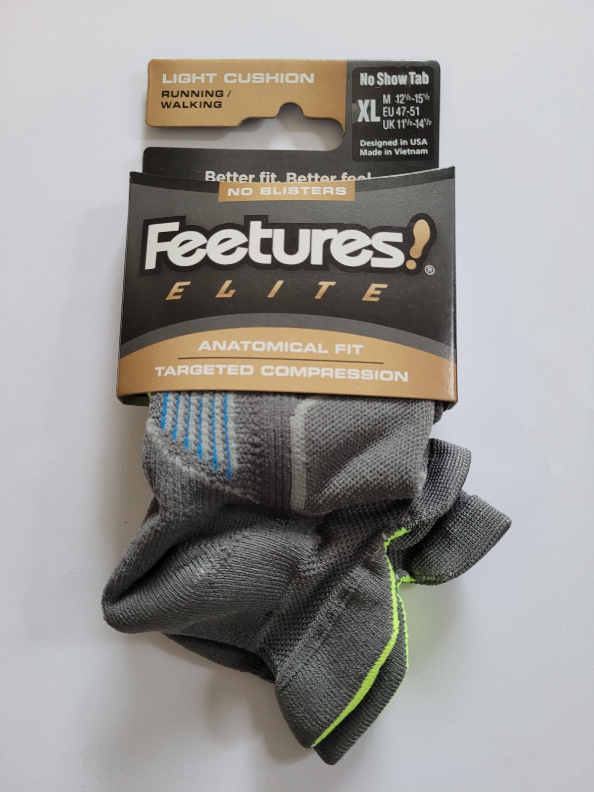 Feetures! Elite Light Cushion No Show Tab Graphite/Reflector XL | eBay