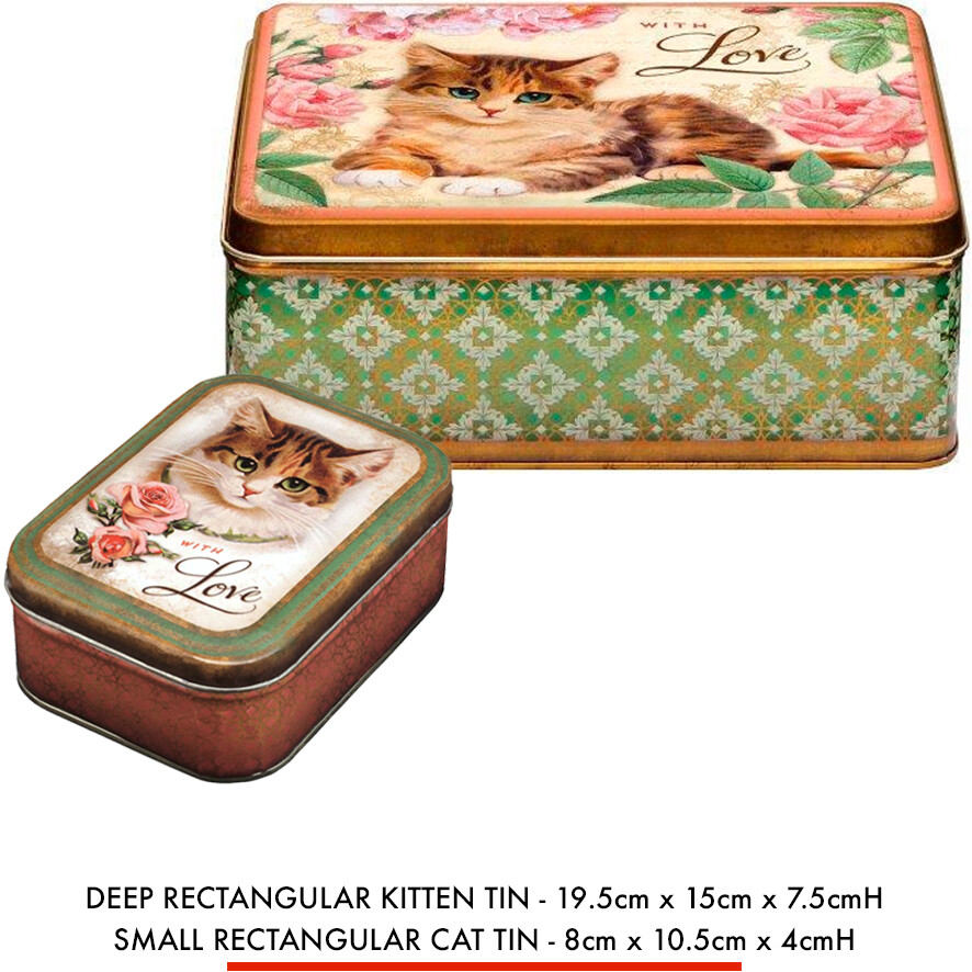 CAT TIN BOX Home Kitchen Pantry Biscuit Sweet Storage Trinket Tea ...