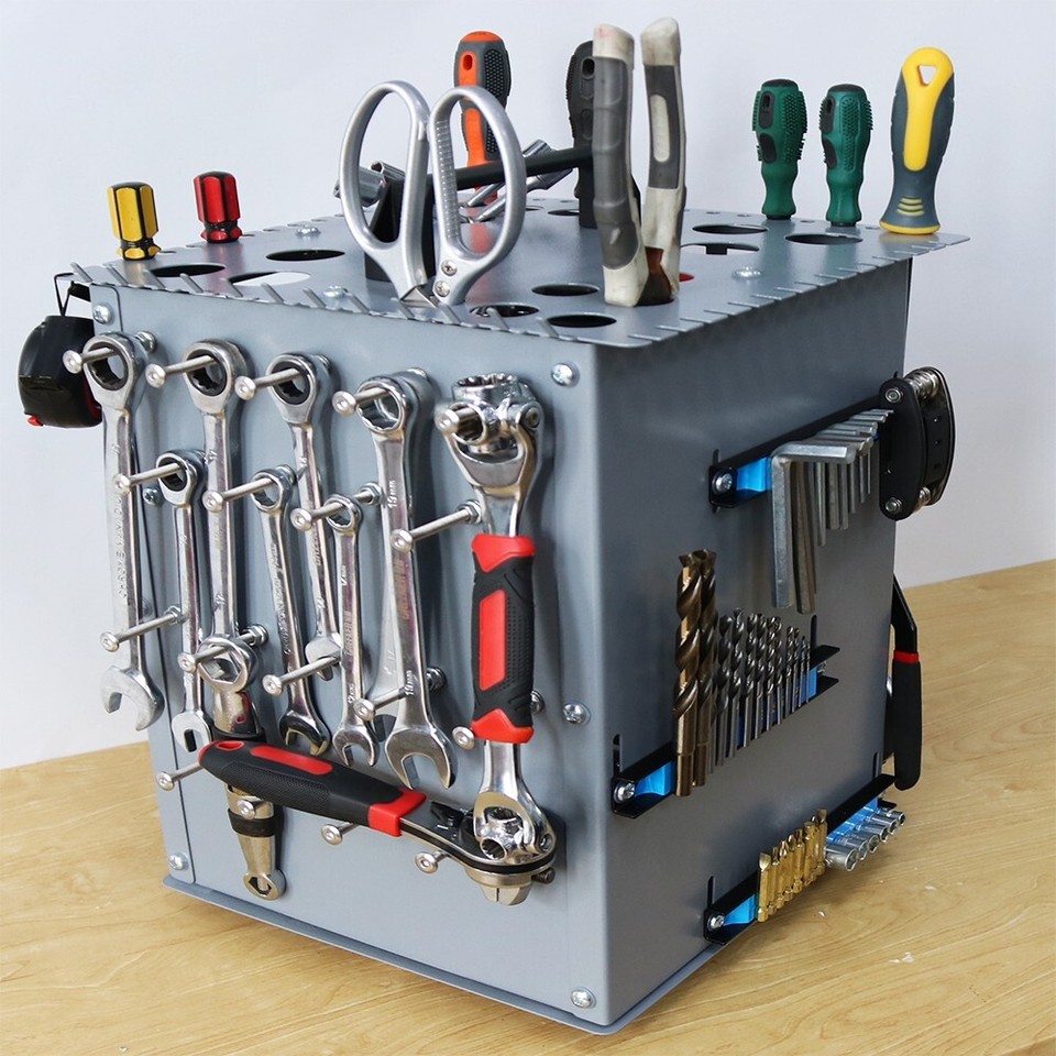 Desktop Square Bucket Type Tool Rack Movable Rotatable Tool Storage ...