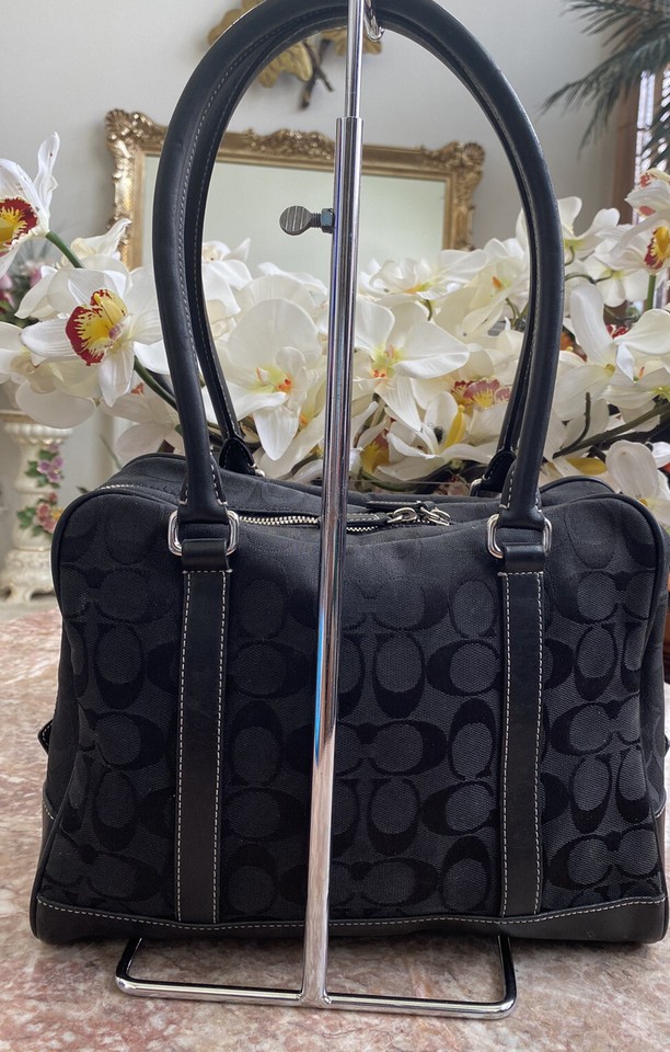 COACH Limited Edition Signature Black Jacquard Leather Satchel 6097 EUC ...