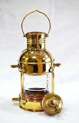 10" BRASS LIGHTHOUSE LANTERN ~ BRASS OIL HANGING SHIP LAMP NAUTICAL ...