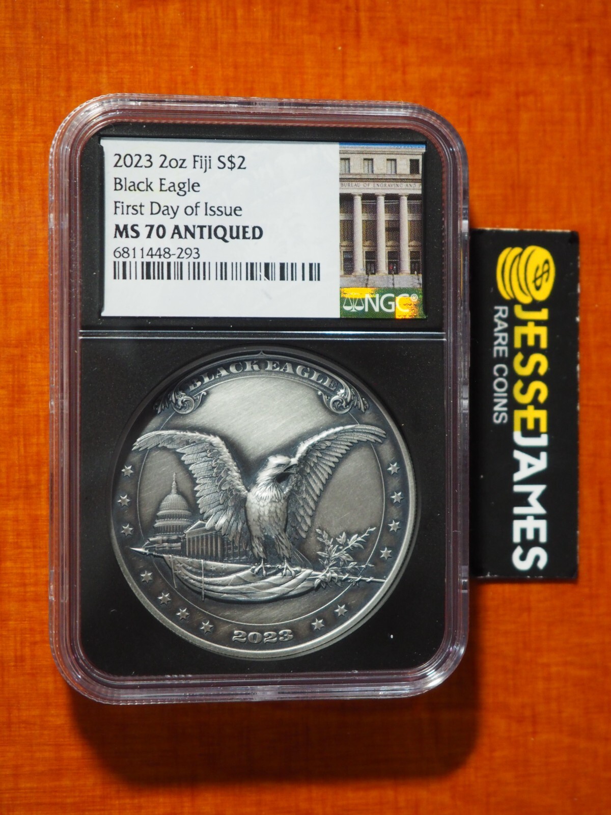 2023 $2 FIJI SILVER BLACK EAGLE NGC MS70 ANTIQUED FIRST DAY OF ISSUE 2 OZ W/COA | eBay