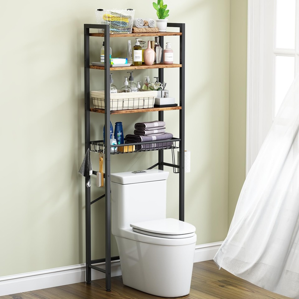 Kalrin Over-The-Toilet Storage Rack 4-Tier Bathroom Organizer Shelf ...