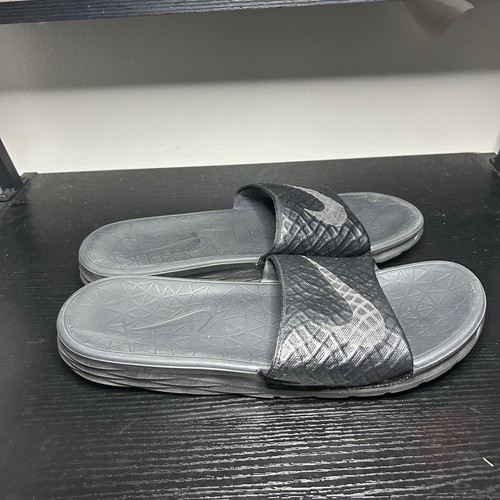 Nike Benassi Solarsoft Sandals Slides Size 12 Black Slippers On 705474 ...