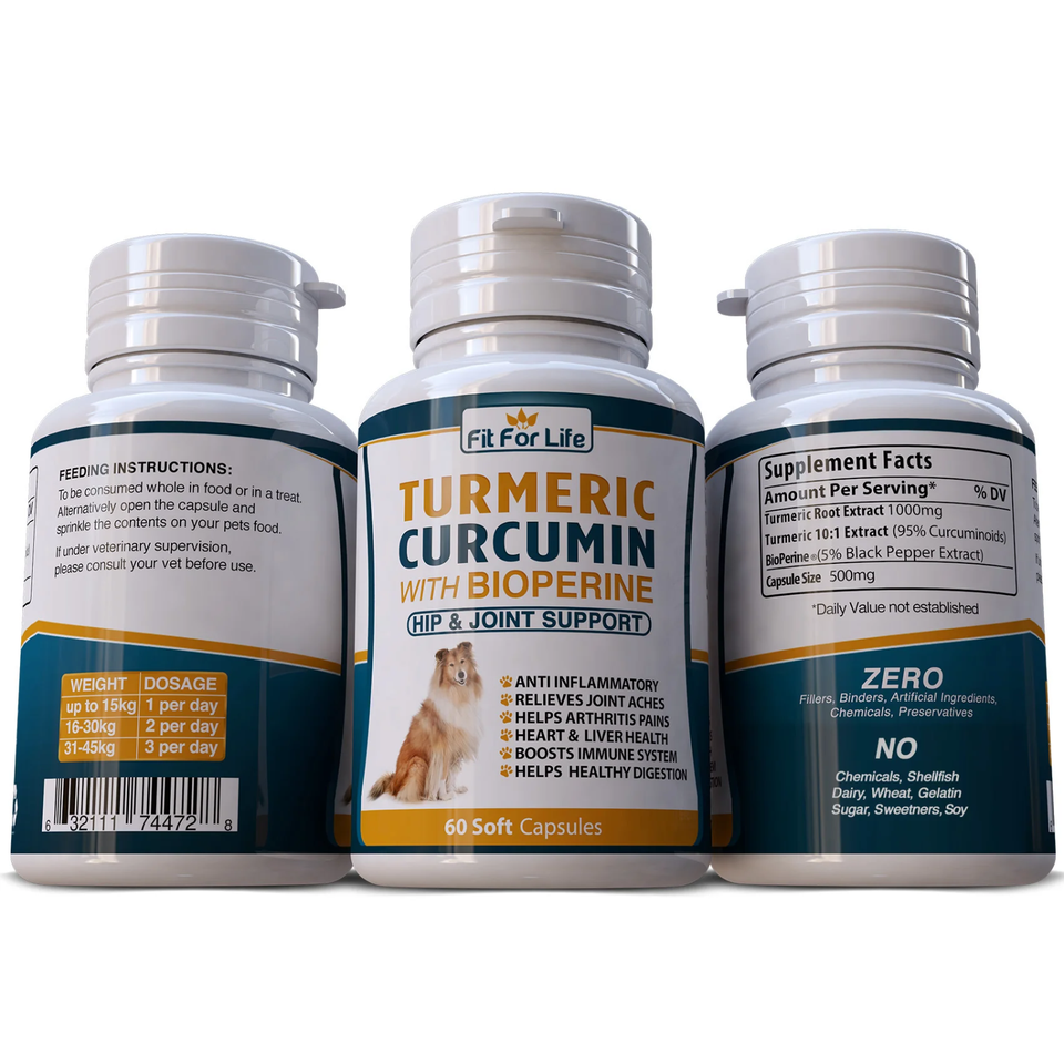 Turmeric Curcumin DOG Digestive JOINT SUPPORT SUPPLEMENTS Tumeric Pills ...