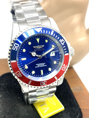 Invicta Mens Watch 47611 Pro Diver Blue Dial Pepsi Bezel Silver Steel ...