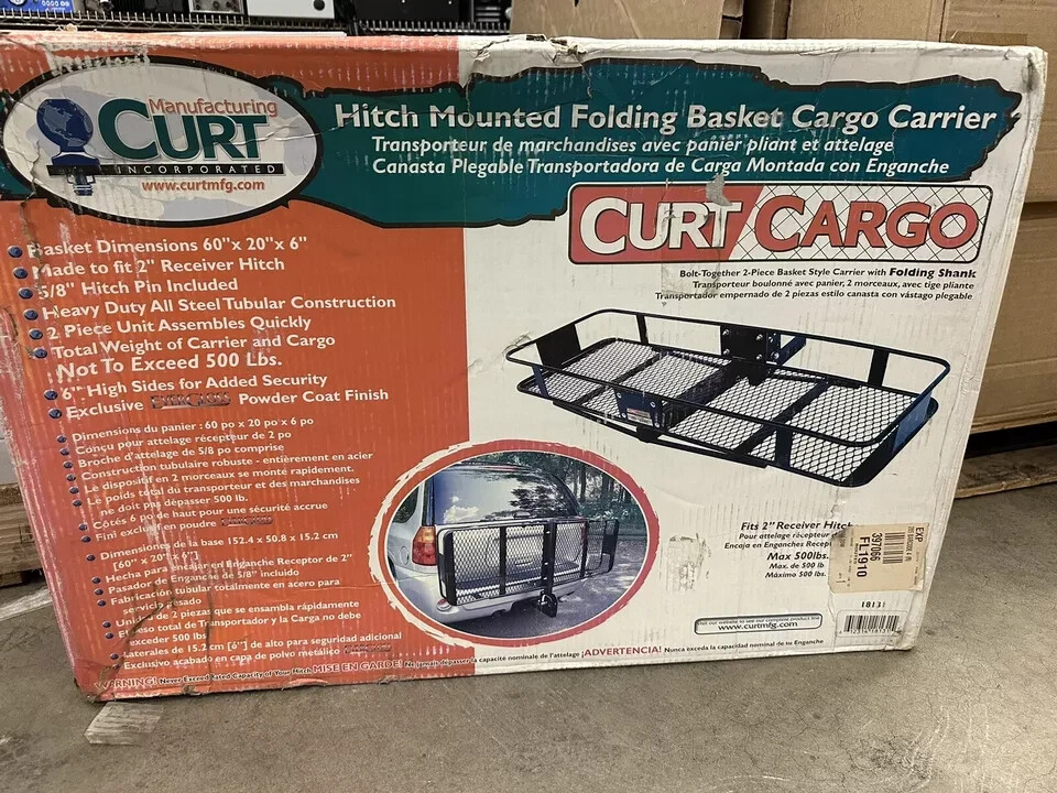 CURT 18131 Basket-Style Heavy-Duty Cargo Carrier 500lb 2in Hitch Mount ...