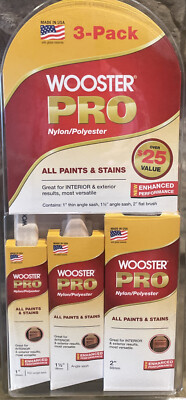 Wooster Pro 2" Nylon/Polyester Flat Paint Brush 3 Pack | eBay