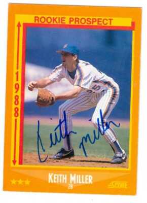 Keith Miller autographed baseball card Mets 1988 Score #639 Rookie ...