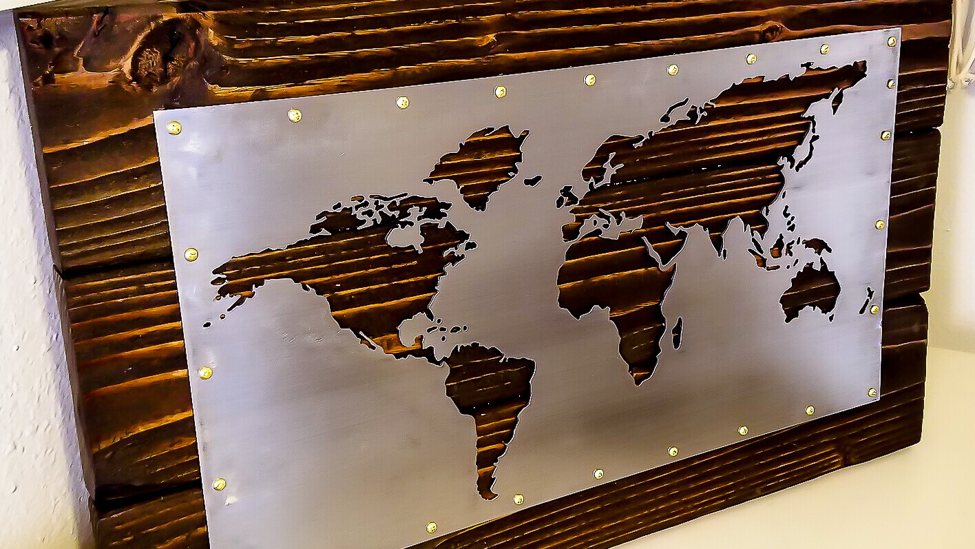 World Map Wood/Metal CNC DWG and CDR File | Grelly USA