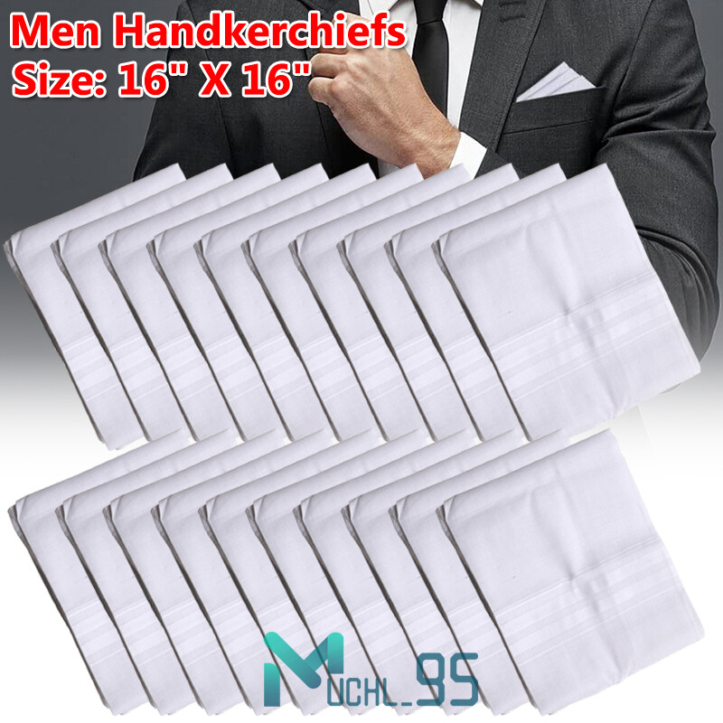 16" Handkerchiefs Cotton Classic Hankies Large Men Hankerchief Hanky ...