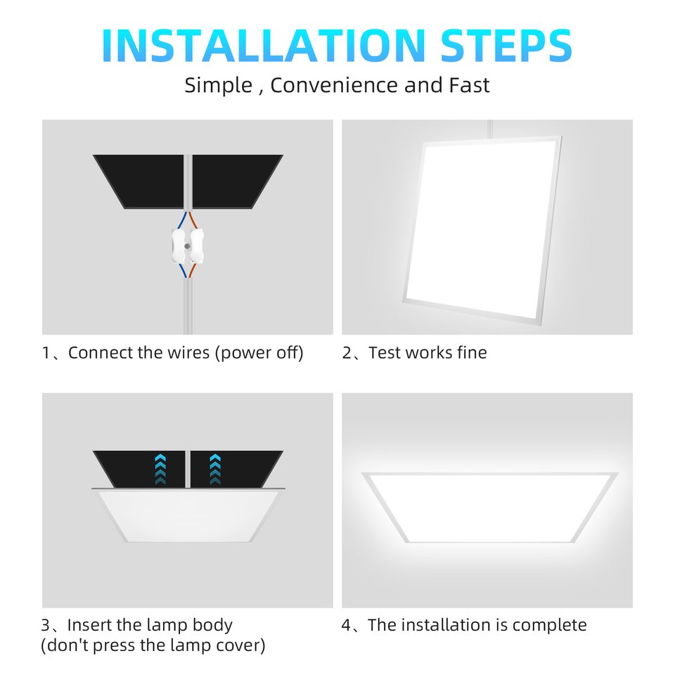 48W 600X600 LED Panel Light Suspended Ceiling Square Tile Grid 65K ...