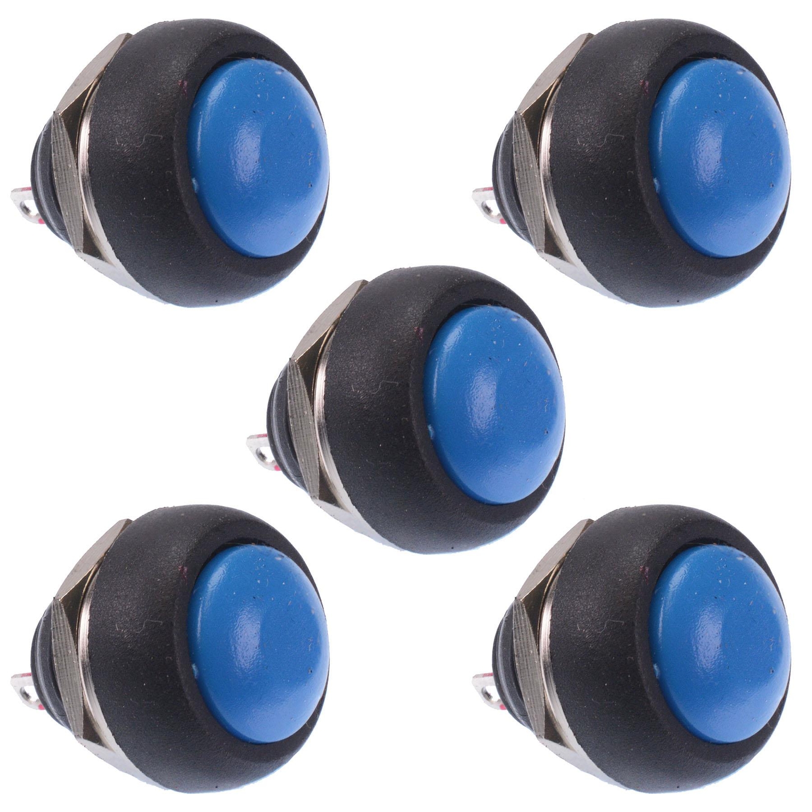 5 x Blue Momentary Push Button Horn Switch Car Dashboard Dash Boat SPST ...