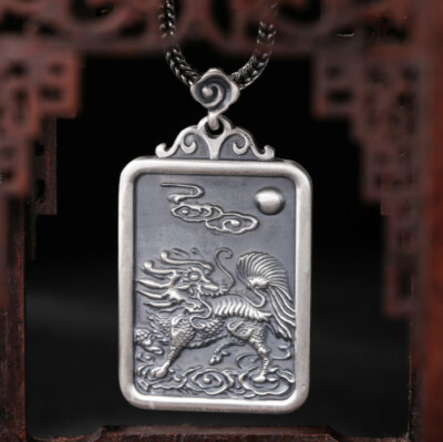 I07 Pendant Qilin Kirin Lucky Charm Luck Fine Silver 999 | eBay