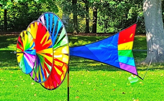 Large Rainbow Triple Garden Yard Spinner Toy UV Resistant Fabric ...