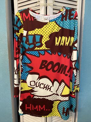 Nanu Comic Book Swing Dress Long Sleeve Polyester Blend Size L | eBay ...