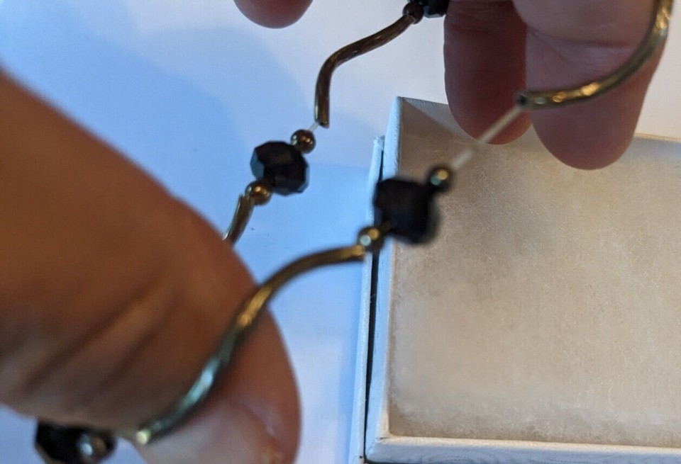 Expandable Bracelet Squiggly Metal Links with Black Beads | eBay