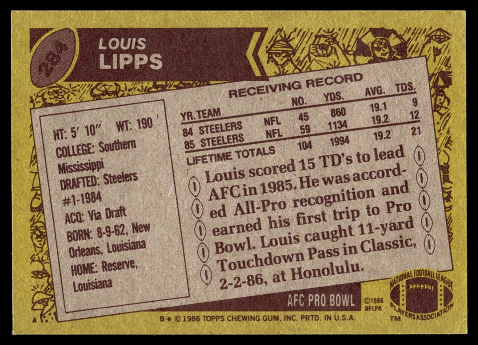 1986 Topps - #284 Louis Lipps EX | eBay