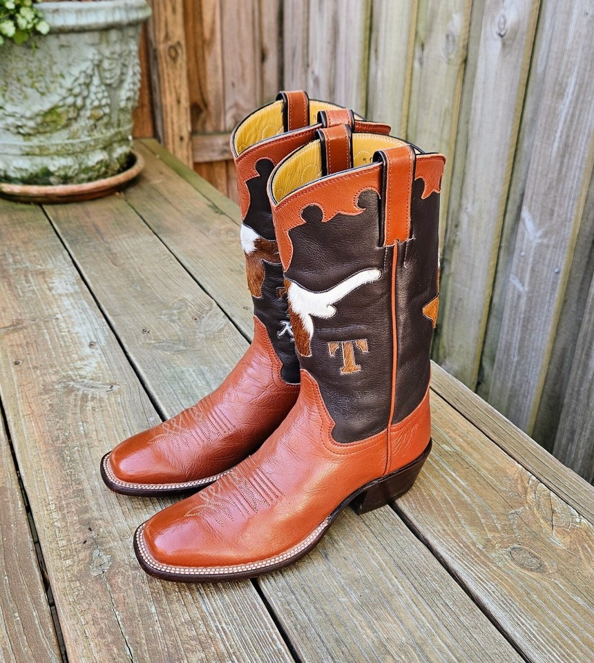 Vintage Luskey's Ryon's University Of Texas UT Cowboy Boots Size 7 B ...