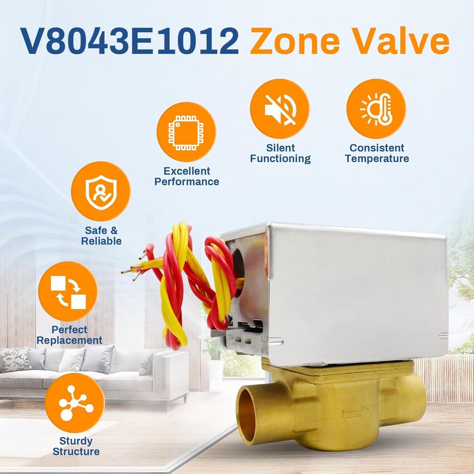 V8043E1012 Motorized Zone Valve,3/4" Sweat Zone Valves replacement for ...