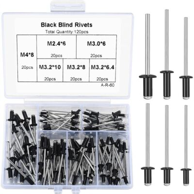 120Pcs Aluminum Pop Rivets Black Pull Rivets Deep Water Installing Boat ...