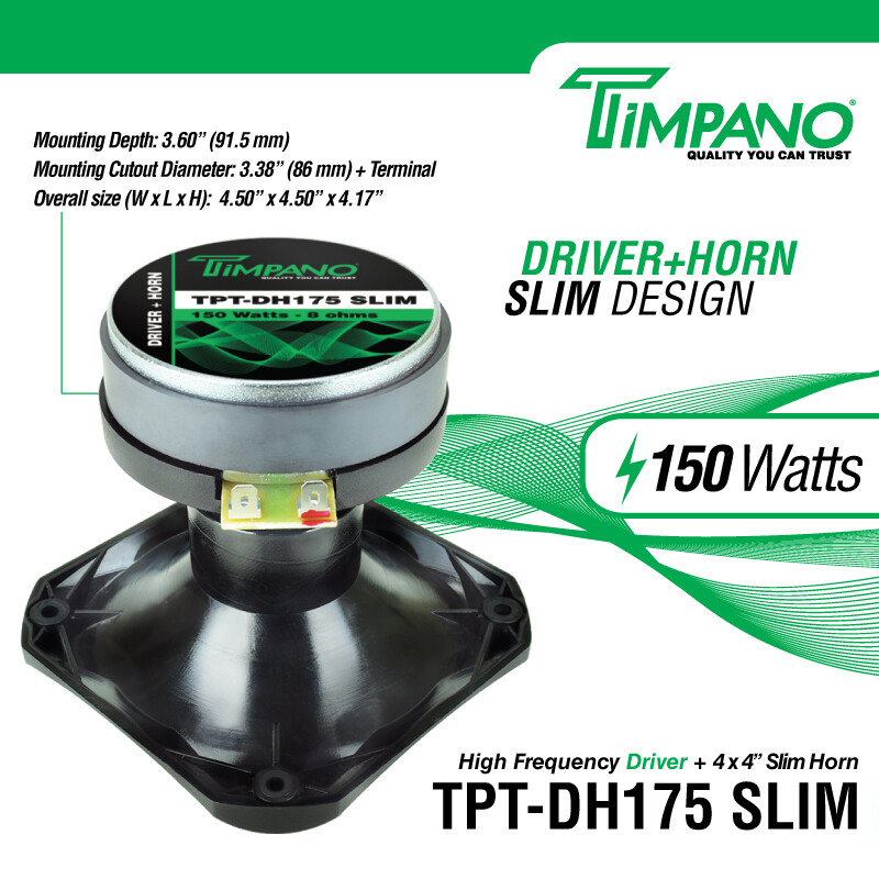 2x Timpano TPT-DH175 Slim 1" Ferrite Compression Driver 1in. Exit ...