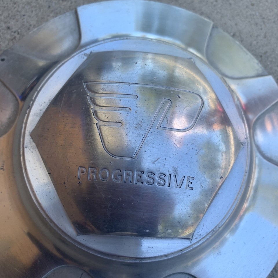 Progressive POLISHED Alum Mag Dome Hex Top Wheel 7" O.D. Center Cap w ...