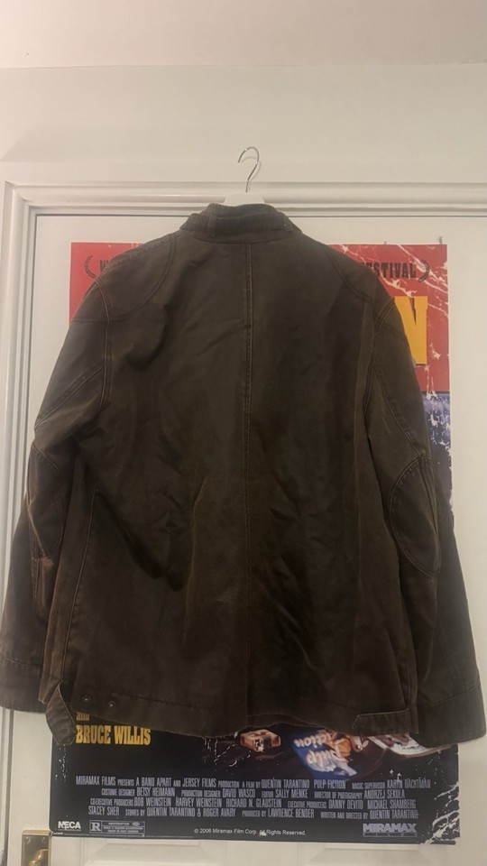 Mantaray Men's Large Brown Waxed Biker-Style Jacket Leather Jacket ...