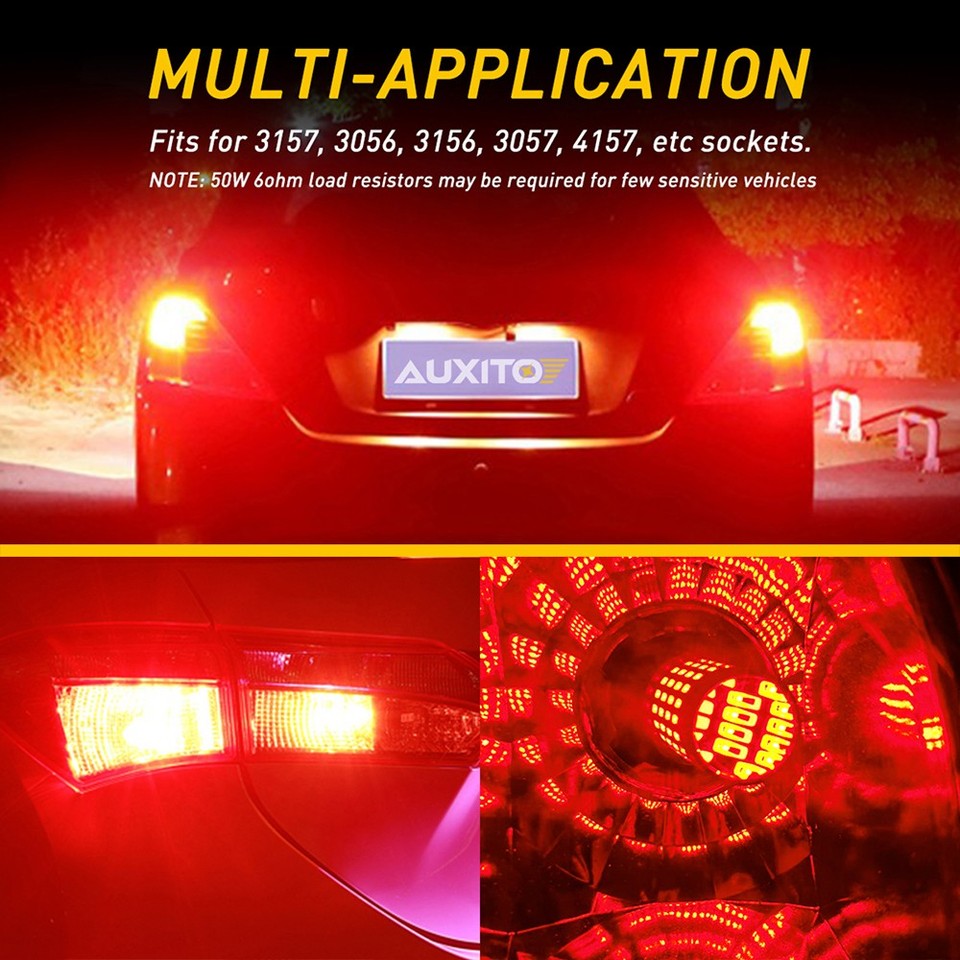 AUXITO Red LED Stop Brake Tail Light Bulb Lamp 3157 3156 4157 3057 2X ...