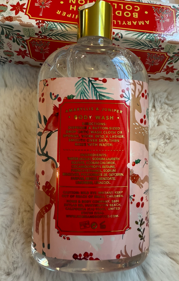 NEW H+B Amaryllis & Juniper Body Wash Christmas Holiday Holly Berry 28 ...