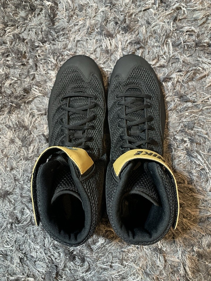 Nike Inflict Men’s 13 Wrestling Shoes Black/Metallic Gold/Gum Rubber ...