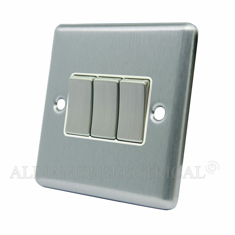 Brushed Satin Chrome Classical 3 Gang Switch - 10 Amp Triple 2 Way ...