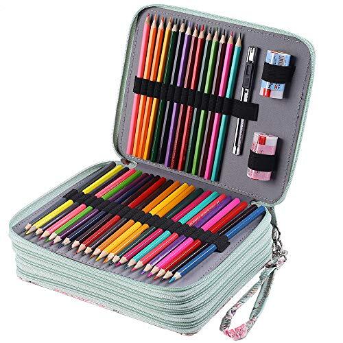 168 Slots Colored Pencil Case With Zipper Closure Large Capacity Oxford ...