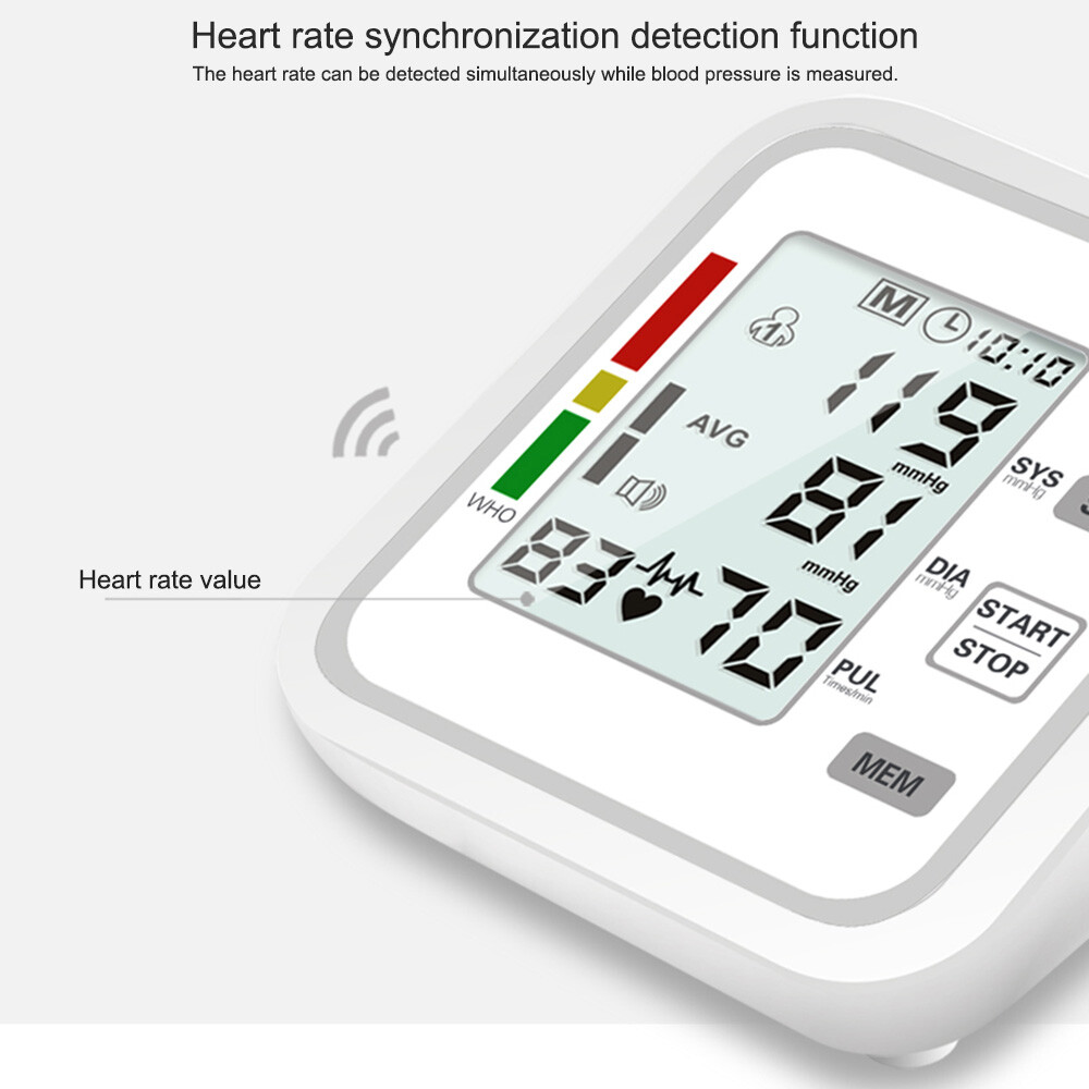Digital Blood Pressure Monitor Upper Arm Automatic Heart Rate Meter ...