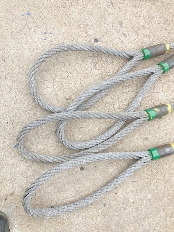 LIFTING SLINGS,,1” DIA. WIRE Rope x 20', LOT of 6. 8.5 ton EA,logging ...