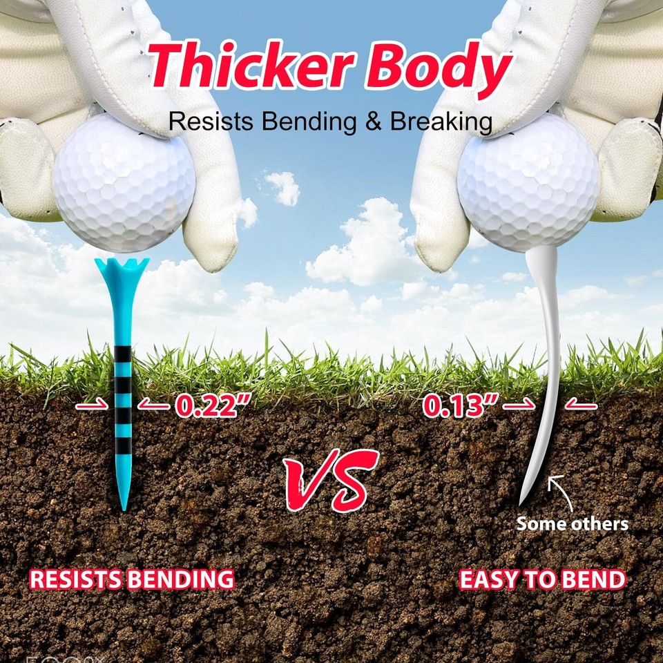 Extra Durable 4 Prongs Plastic Golf Tees 100 Pack (234 or 314) Low Fric ...