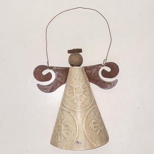 Primitive Rustic Folk Art Distressed Tin Angel Hanging Christmas ...