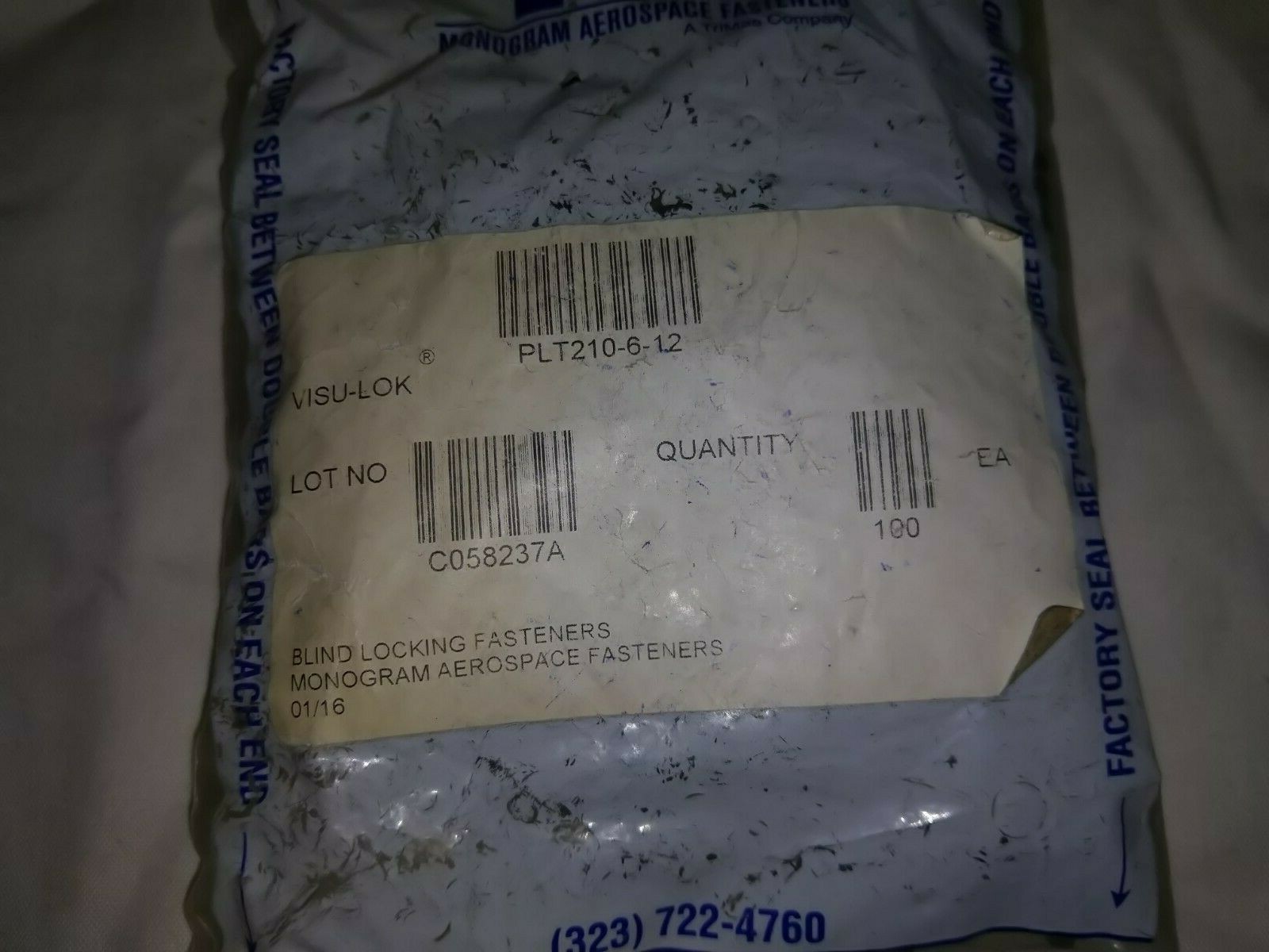 MONOGRAM AEROSPACE PLT210-6-12 Visu-Lok Blind Locking Fasteners (100 ...
