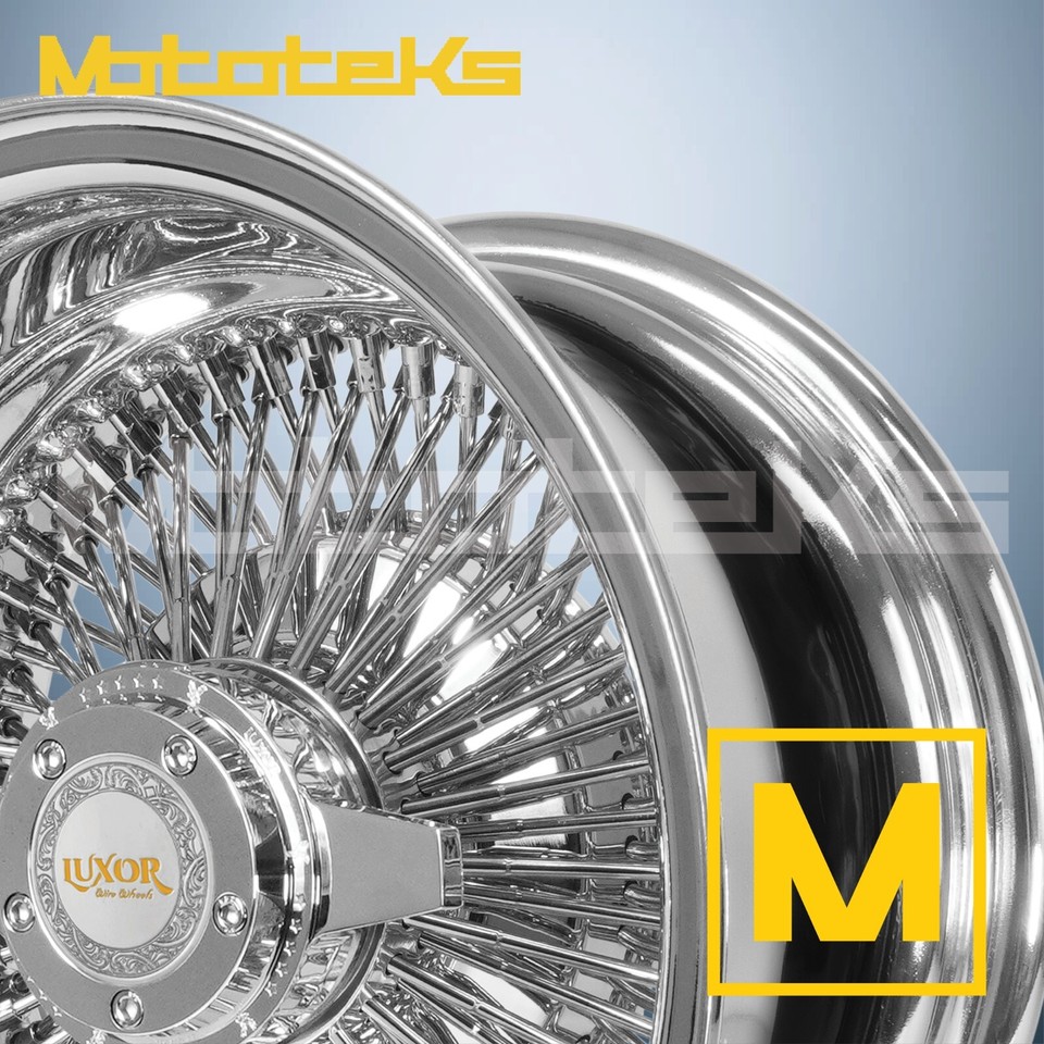 17X9 LUXOR WIRE WHEELS 100 STRAIGHT REV CHROME RIMS ADAPTER KNOCK OFF ...