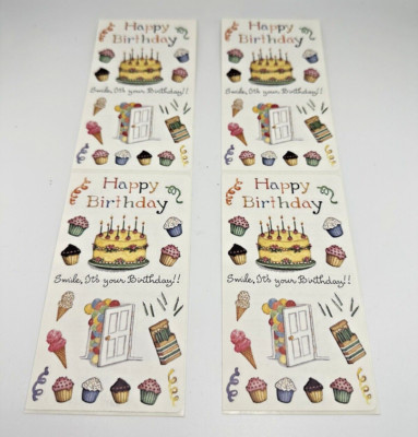 LOT OF 2 STRIPS VINTAGE Susan Branch Stickers Happy Birthday | eBay